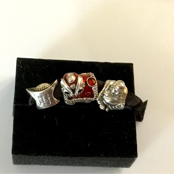 Pandora | Jewelry | Pandora Asian Set Of Red Dragon Laughing Buddha ...